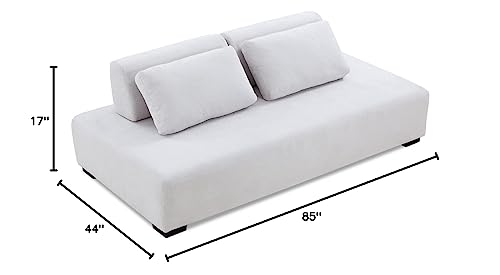 Lyromix 85'' Upholstered Sofa with Multi-Directional Modular Pillow, Loveseat for Living Room, Modern Couch for Bedroom, Cream