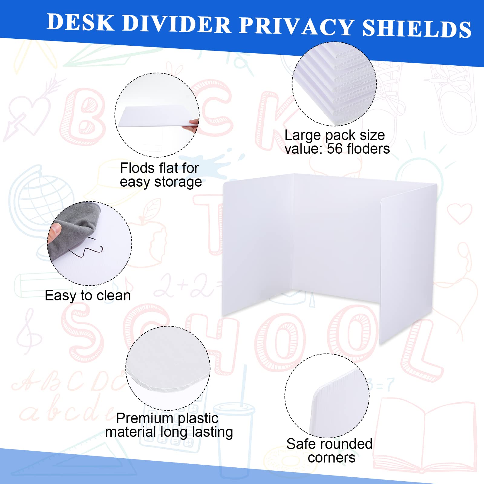 Fainne 40 Pcs Plastic Privacy Boards for Student Desks, DIY Privacy Folders Classroom Test and Desk Dividers Bulk for Sneeze Guard Discourage Cheating Reduces Distractions Shields for School Teacher