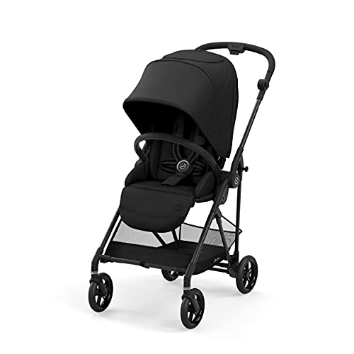 CYBEX Melio 2.0 Carbon Stroller, Ultra-Lightweight Stroller, Compact Full-Size Stroller, Reversible Seat, One Hand Fold, Travel System Ready, Infant Stroller for 6 Months+ -Deep Black