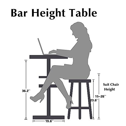 VECELO Round Bistro Bar Table 36.2 inch Height, 23.6 inch High Wooden Top, Sturdy Metal Frame with Pedestal, Perfect for Cocktail, Pub, Easy Assembly, Black