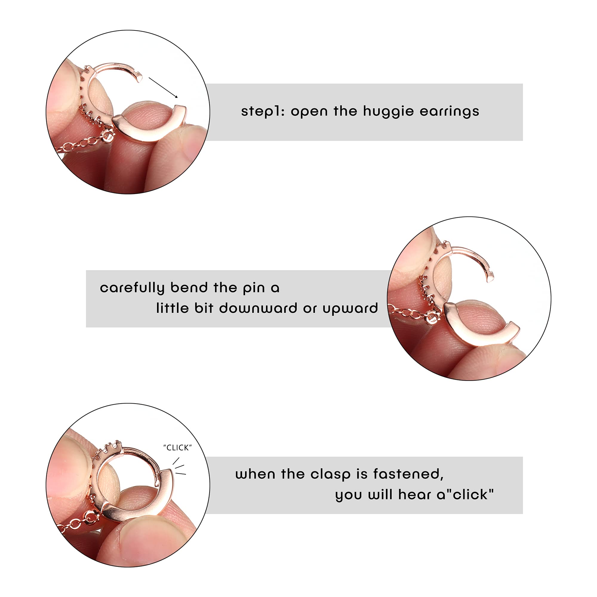 Drperfect 6 Pairs Chain Stud Earrings for Women CZ Dangle Earrings Copper Ball Stud Earring Bar Stud Earrings Huggie Hoop Piercing Earrings
