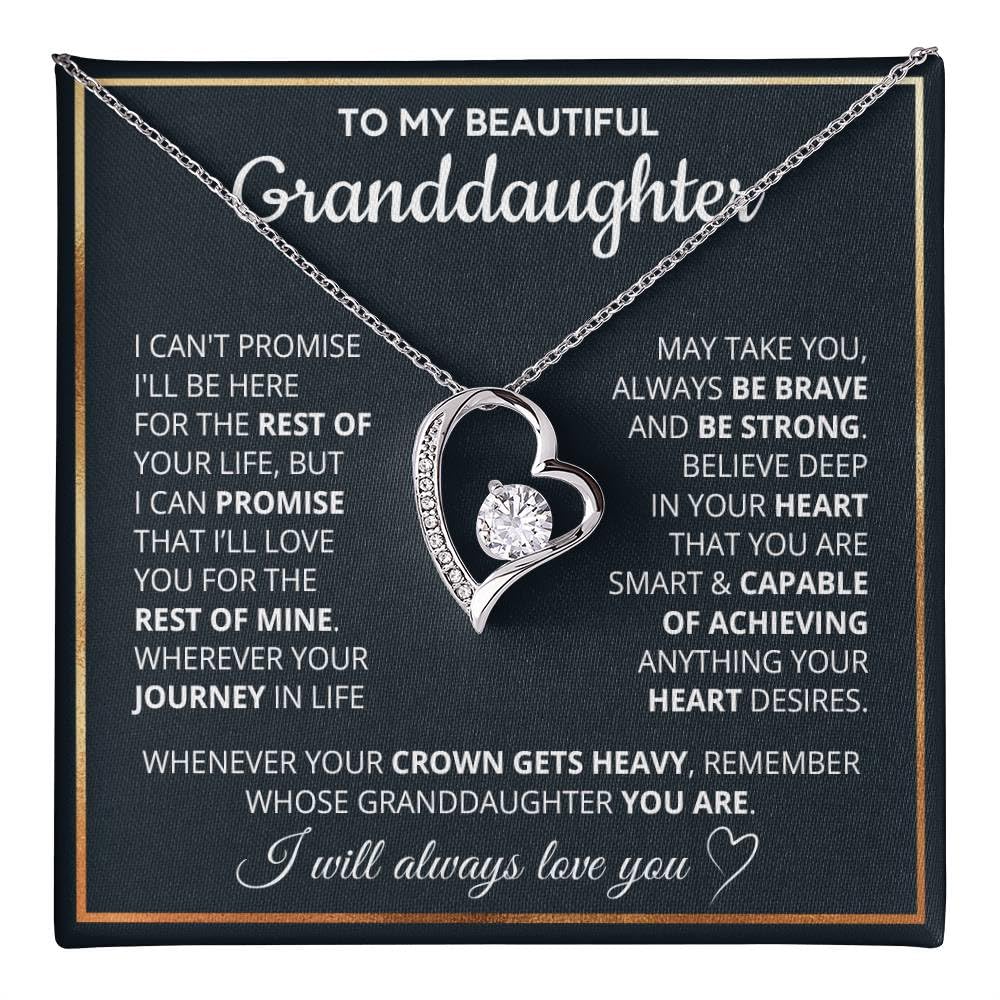DsmStore To My Granddaughter Necklace, Granddaughter Gifts From Grandma Grandmother Or Grandpa Grandfather, Interlocking Heart Necklace Granddaughter (Stainless Steel & Rose Gold Finish)