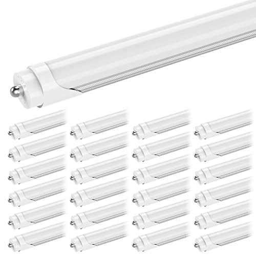 CNSUNWAY 8FT LED Bulbs, 45W 5400LM 6000K Super Bright, FA8 Single Pin LED Light Tube, Frosted Cover, Ballast Bypass, F96T12 Fluorescent Light Bulbs Replacement, ETL Listed (25-Pack)