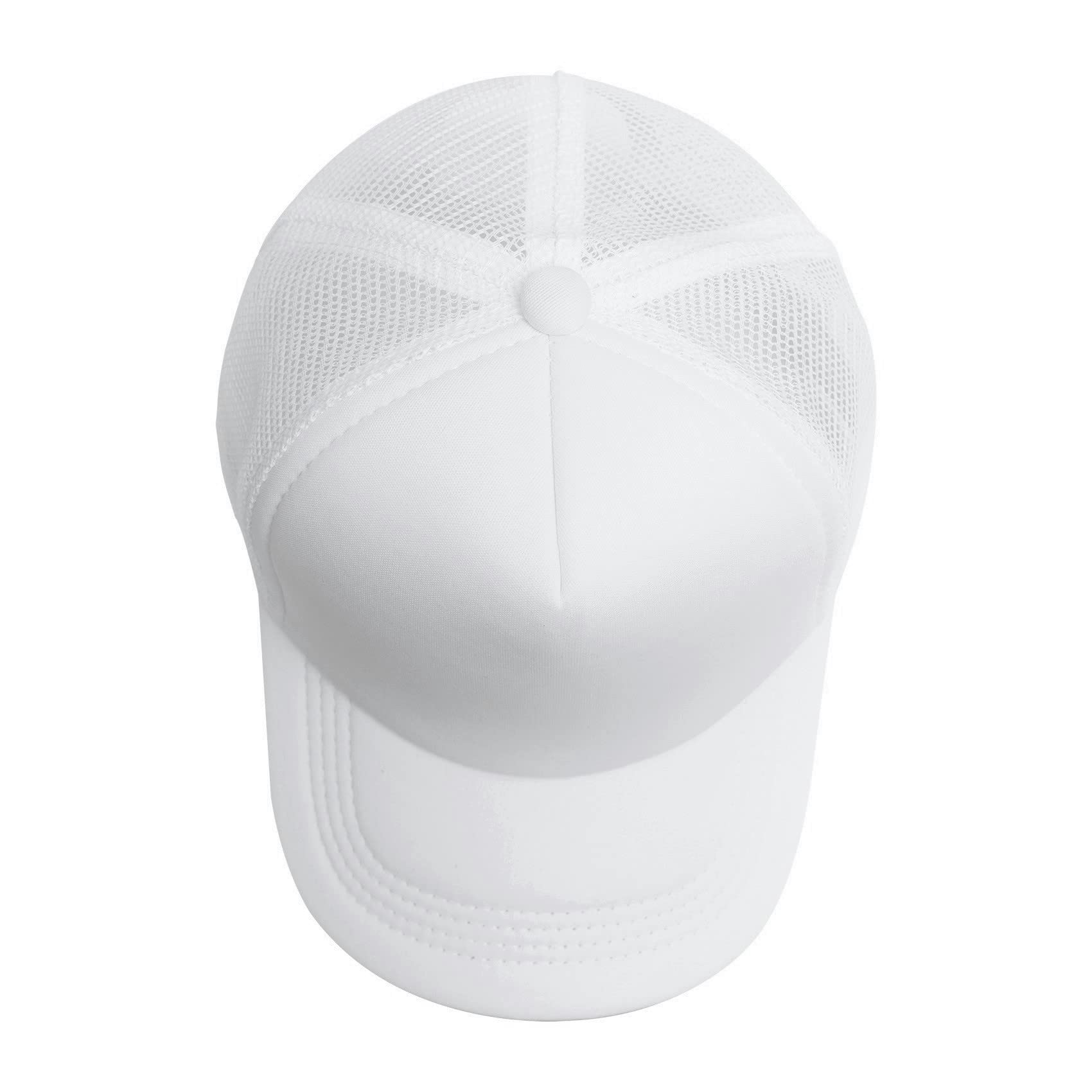 DSRTE 3PCS Blanks Trucker Hats Polyester Summer Mesh Cap with Adjustable Snapback Strap for Sublimation DIY (White)