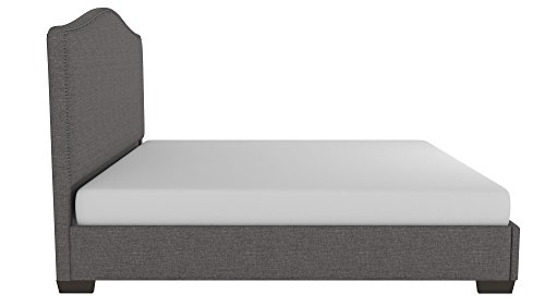 DHP Gavin Upholstered Bed with Nailhead Trim and Wood Slat Support System, King Size, Grey Linen