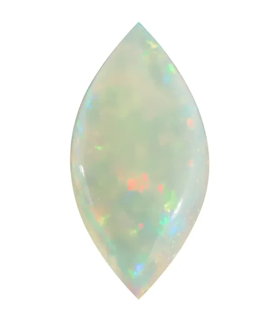 Created Opal Marquise Cabochon Bypass Ring, Sterling Silver, 12k Gold Pink and Green Gold, Size 8