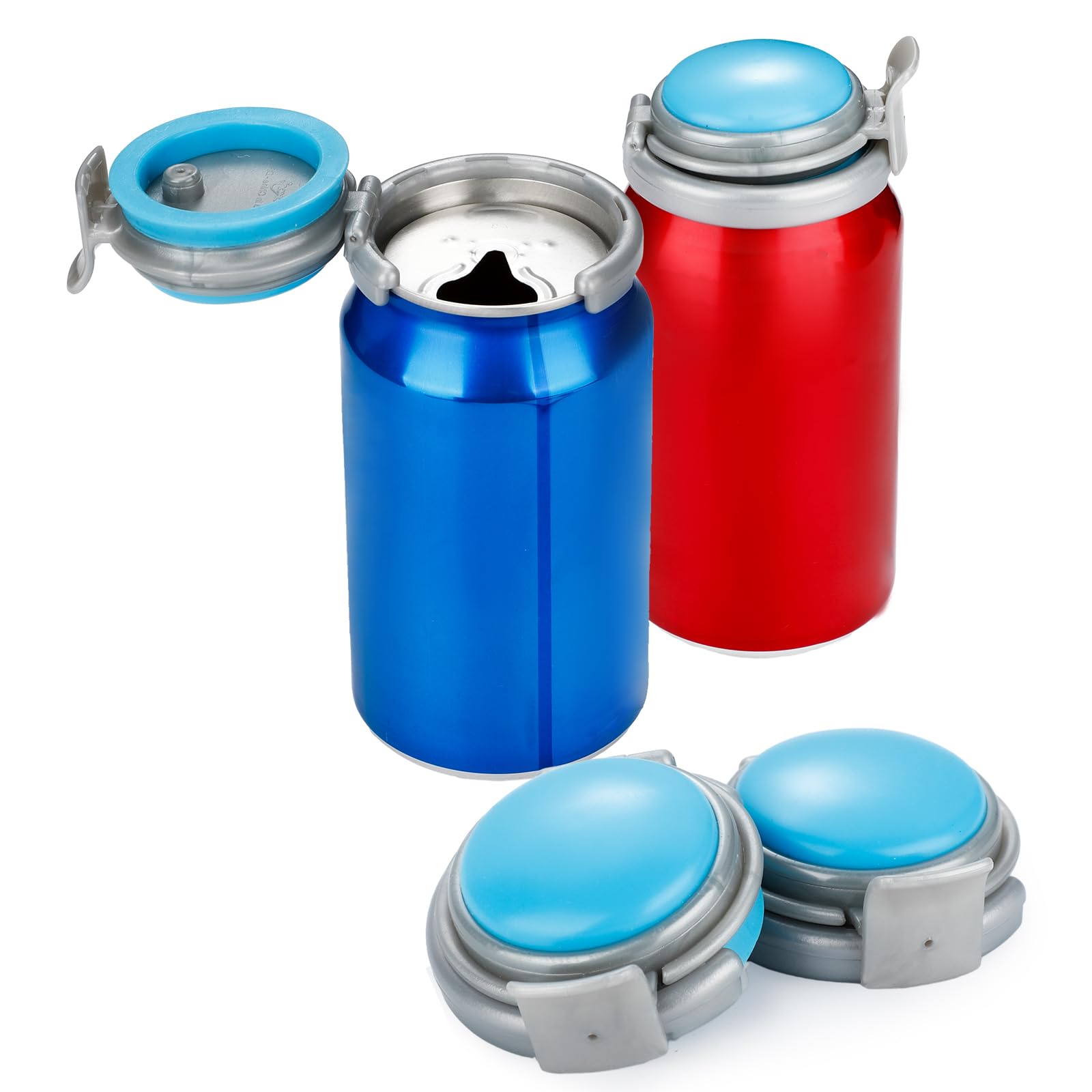 Jingmore Silicone Soda Can Lid Cover Click Pump and Pour for Standard Size 12oz Cans of Carbonated Beverages Keep Soda More Bubbly and Fizzy Prevent Spills Press on Can Cover to Preserve (2 Pcs)