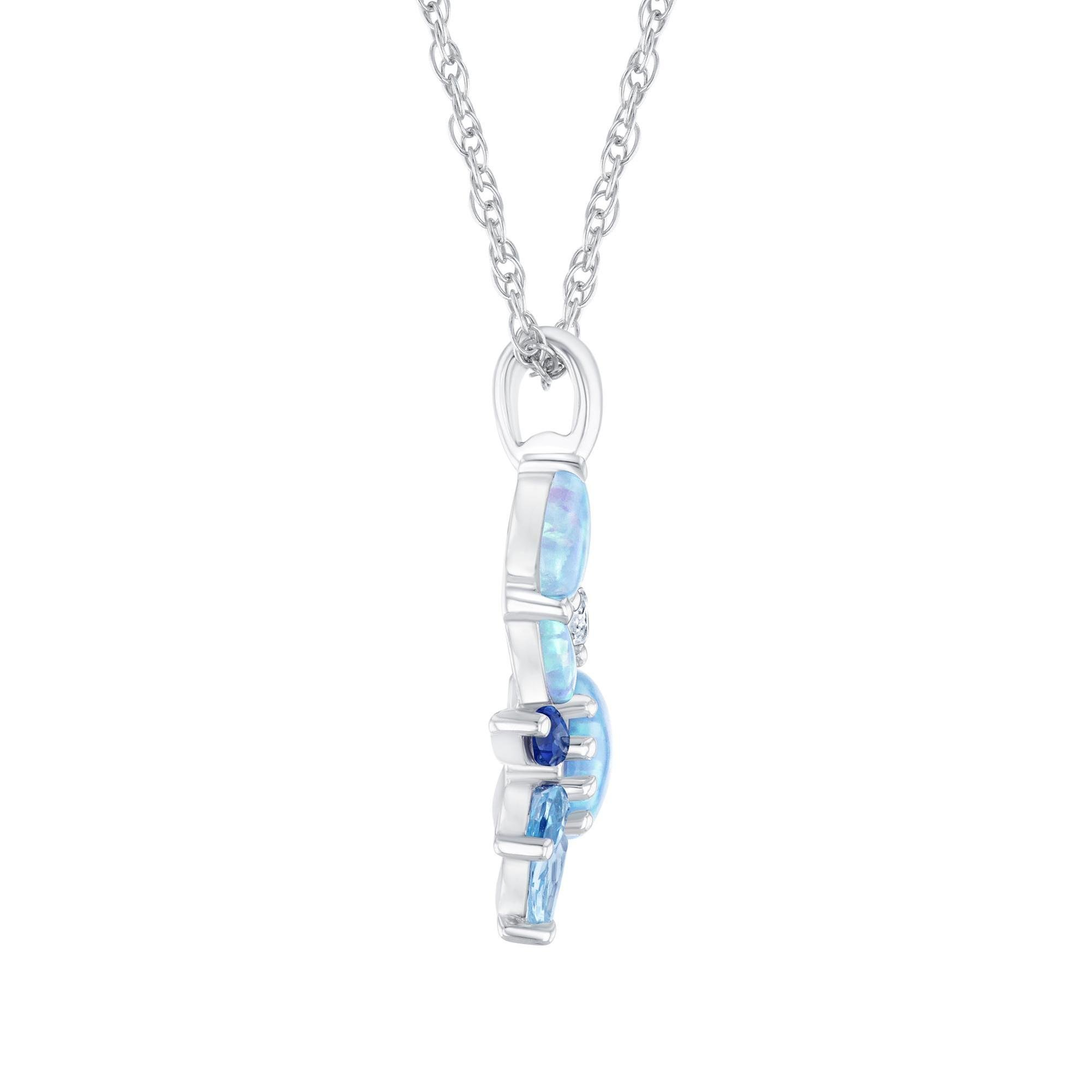 Created Opal, Created Sapphire and Created Topaz Crazy Crab Pendant