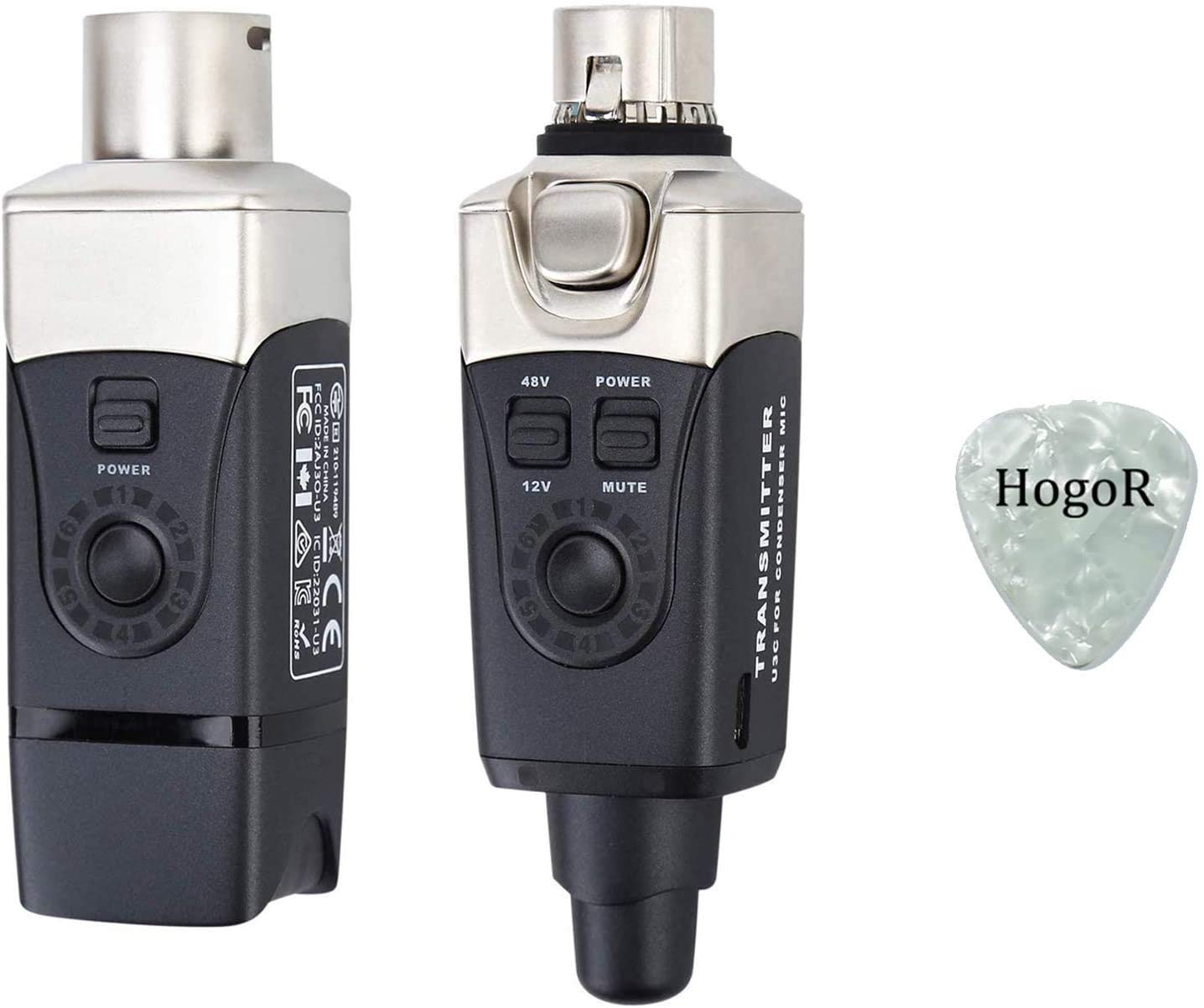 Xvive U3C Microphone Wireless Microphone XLR Transmitter and Receiver System, Audio Mixer, PA System, Microphone System for a Wide Range of Applications Bundled with HogoR Guitar Picks
