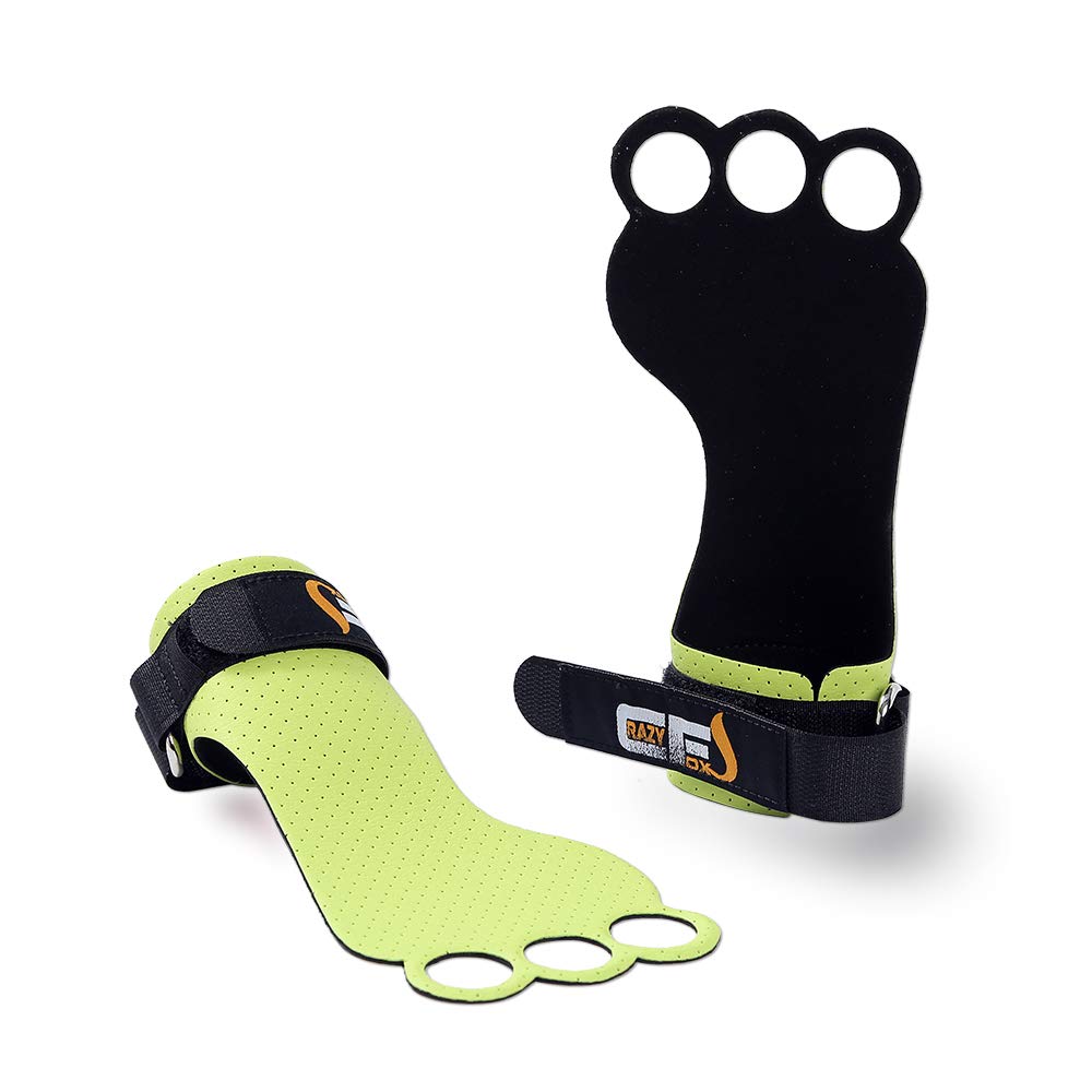 CrazyFoxs Ergonomic Microfiber Hand Grips for Gymnastics Pull-ups Weightlifting Kettlebell WODs Training, Breathable Comfort and Maximum Resistance for Men and Women (Small)