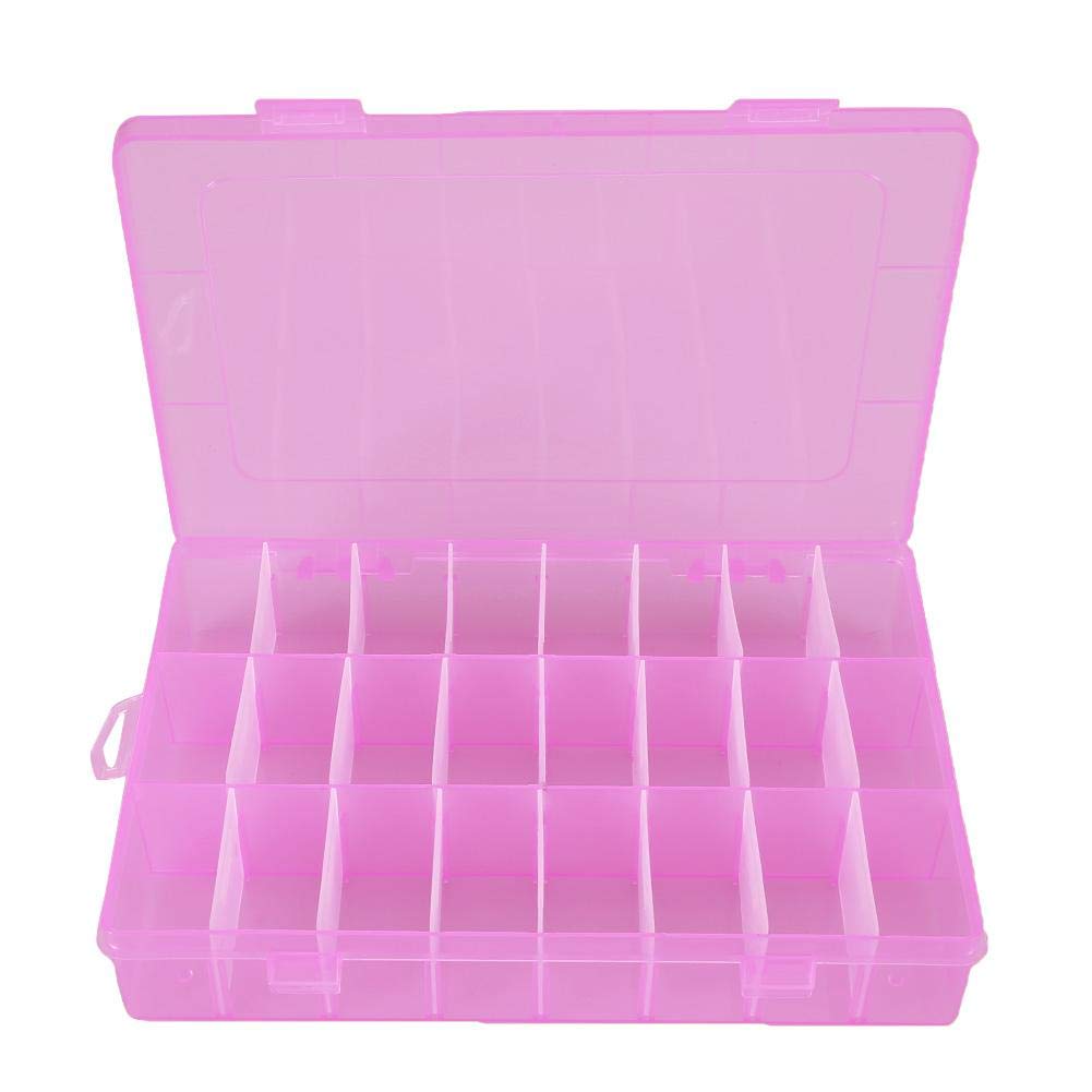 Tackle Box, Organizer Box, Jewelry Box Organizer Storage, 24 Grids Adjustable Box Plastic Detachable Beads Earrings Storage Case Jewelry Divider Container Jewelry Organizer Case()