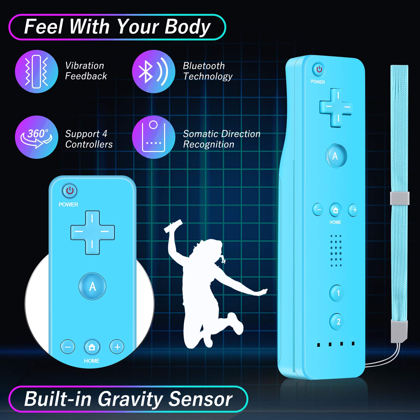 Crifeir Remote Controller and Nunchuck Controller Compatible for Nintendo Wii and Wii U Controller 2Pack Wireless Remote and Nunchuck Controller with Silicone Case and Wrist Strap (Red and Blue)