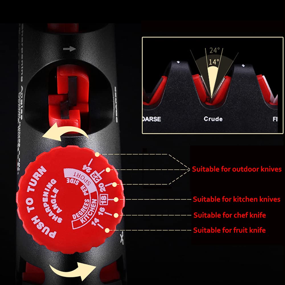 DUEBEL 4-Stage Premium Kitchen Knife Sharpener Adustable Angle Sharp for Ceramic and Steel Knives, Scissors