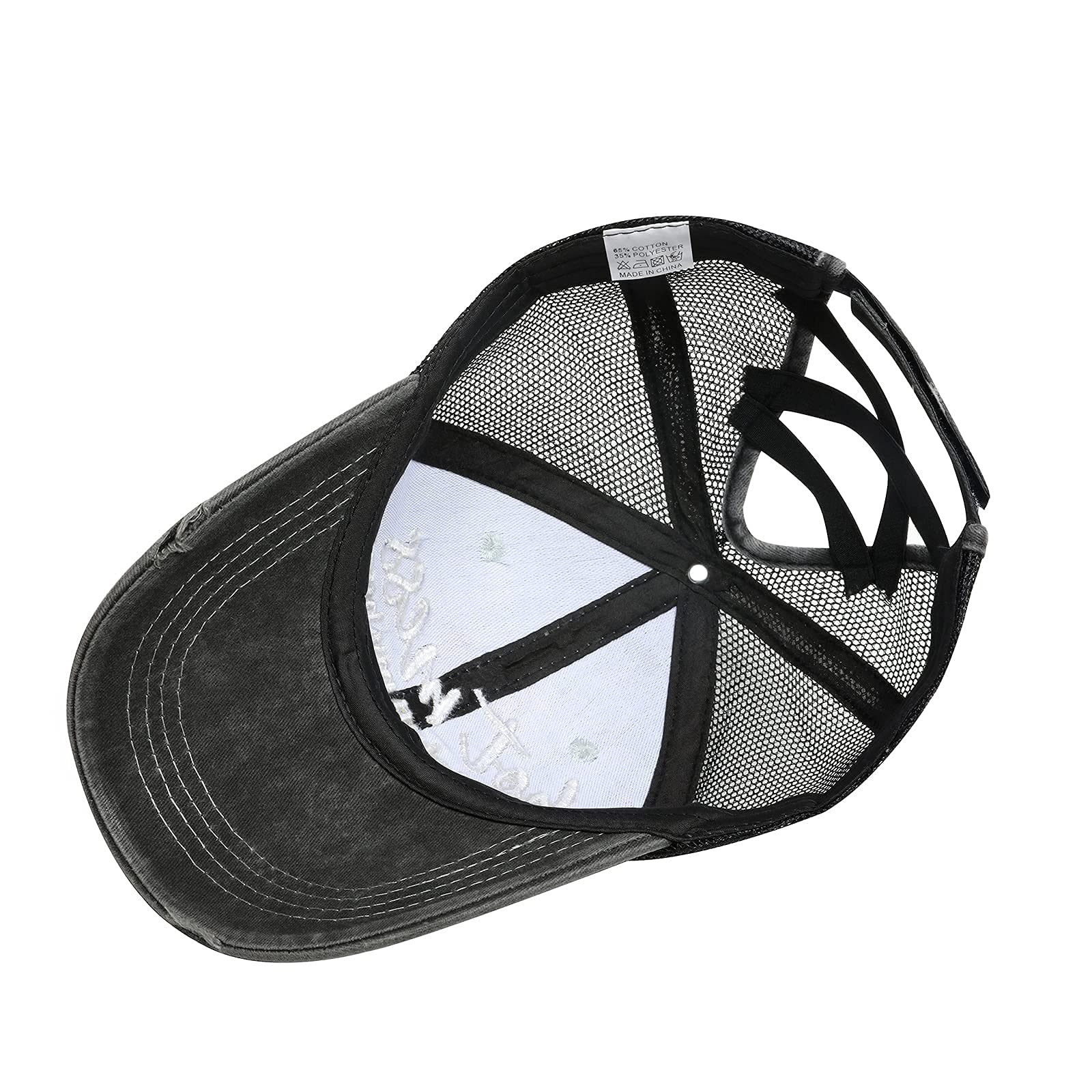Distressed Criss Cross Ponytail Hat for Womens High Mesh Baseball Cap Distressed Messy Bun Trucker Hat Pony Hat Hot Mess Just Doing My Best