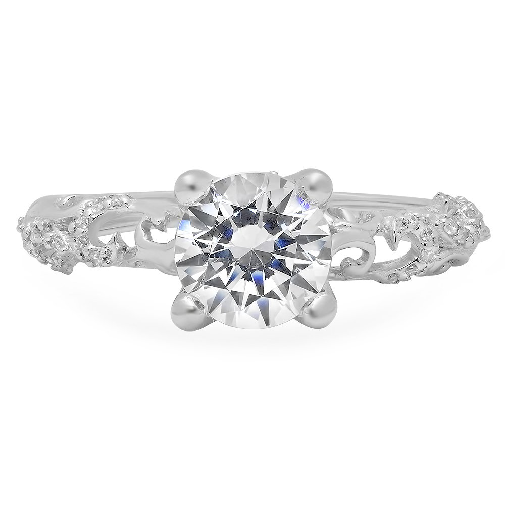 Dazzlingrock Collection Sterling Silver White Cubic Zirconia Split Shank Engagement Ring 2 1/2 CT, Size 7