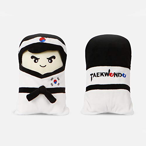 TAE-S] Taekwondo Inspired Super Cozy Fleece That Can Transform Into a Doll - Thoughtful Gift Idea for Martial Arts and Taekwondo Students and Teachers (White Uniform Boy)