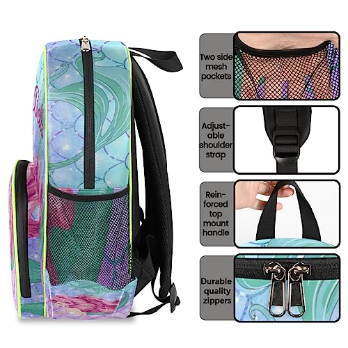 RIRIX Personalized Toddler Kids Backpack, Custom Mini Backpacks for Preschool, Schoolbag for Boys Girls Cute Mermaid Fish Scales