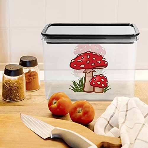 Magic Mushrooms Storage Box Plastic Food Organizer Container Canisters with Lid for Kitchen