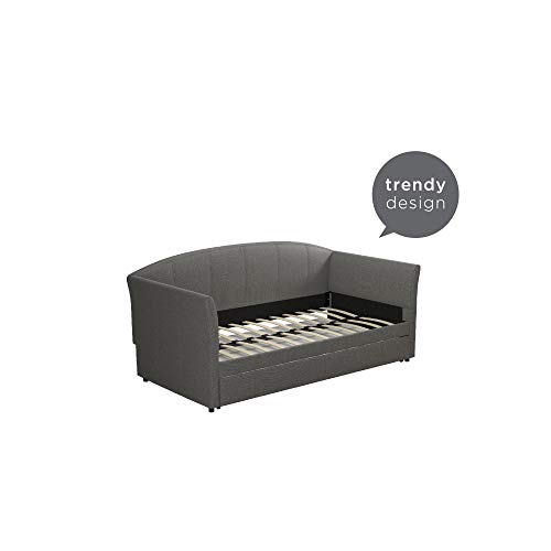DHP Halle Upholstered Daybed and Trundle, Sofa Bed Fits Twin Size Mattress of 6-Inches (Not Included), Gray