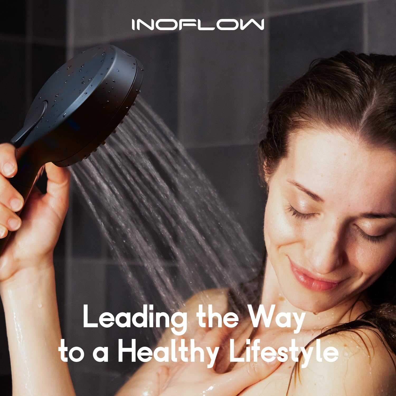 InoFlow High Pressure Filtered Shower head with Handheld 7 Modes, 5β High Flow Hand Held Hydro Rain Showerhead with 60" Stainless Steel Hose and Adjustable Bracket, Matt Black