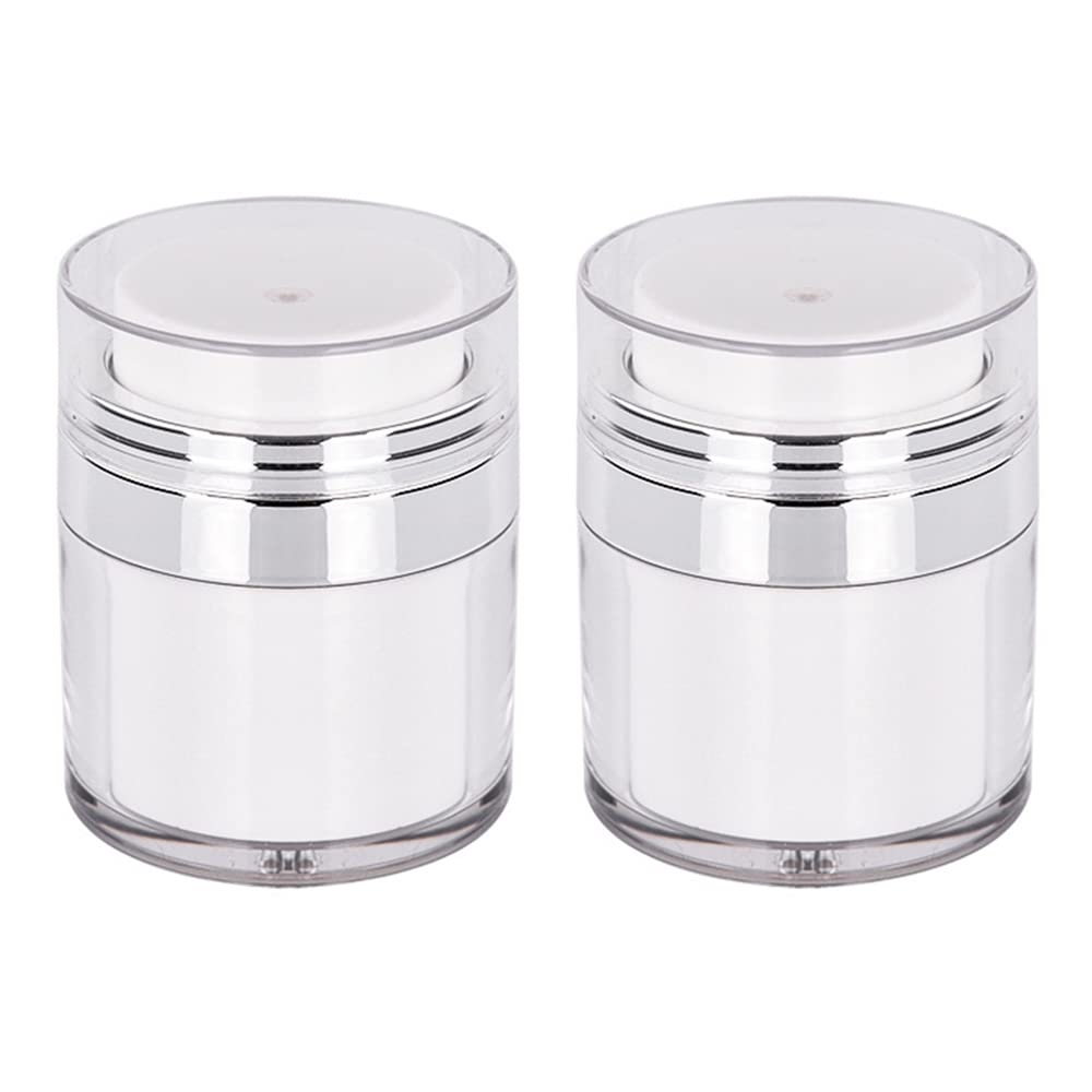Cream Jar Vacuum Bottle Cosmetics Sub Bottle Travel Portable Press Lotion Bottle Refillable Cosmetic Cream Container Leak-Proof & Airtight (15ML, 2PCS)