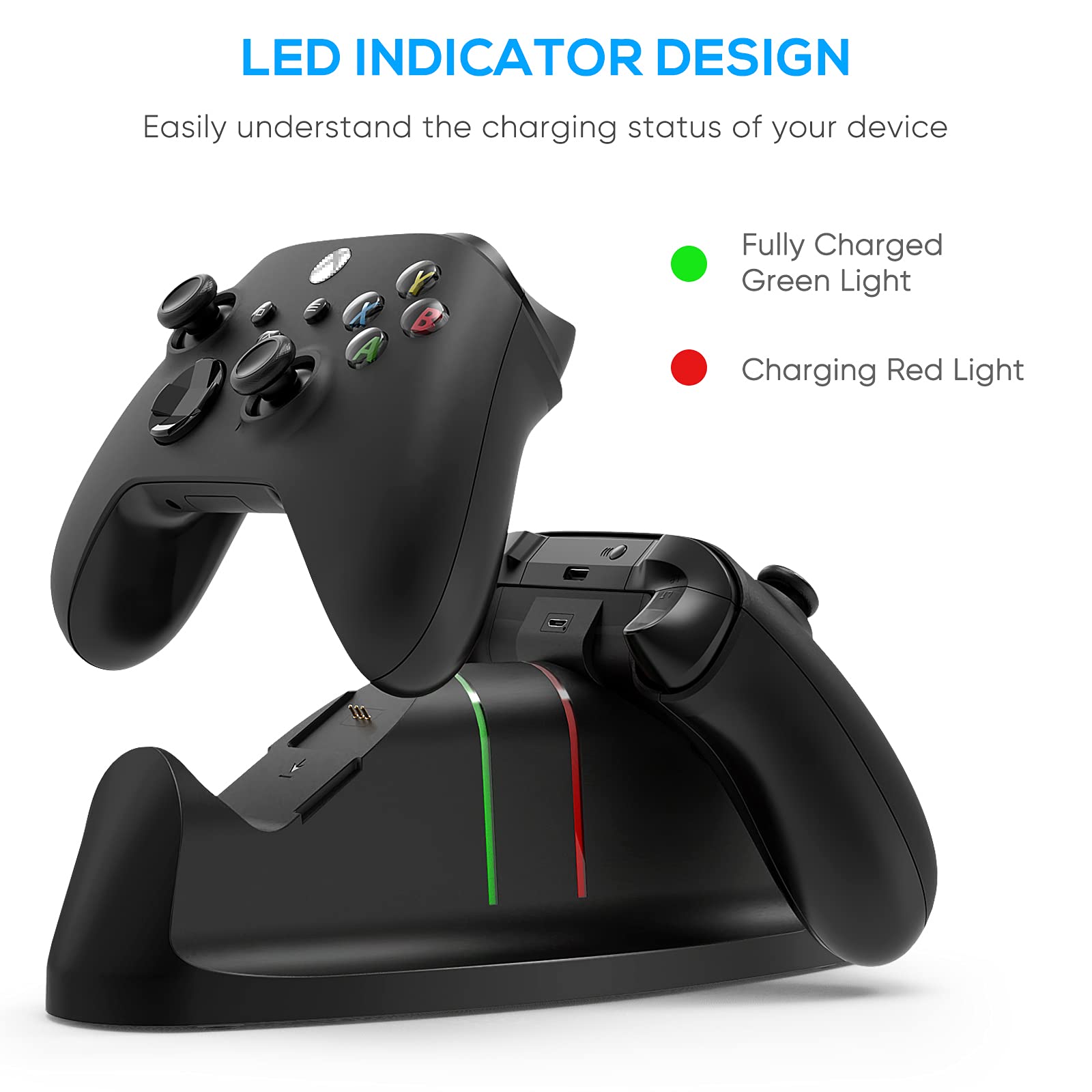 Dual Controller Charging Station for Xbox Series X/S, Xbox One/Xbox One S/X, Xbox One Elite Controllers, Charger Dock Kits with 2X1400mAh Rechargeable Battery Packs for Xbox Series X/S