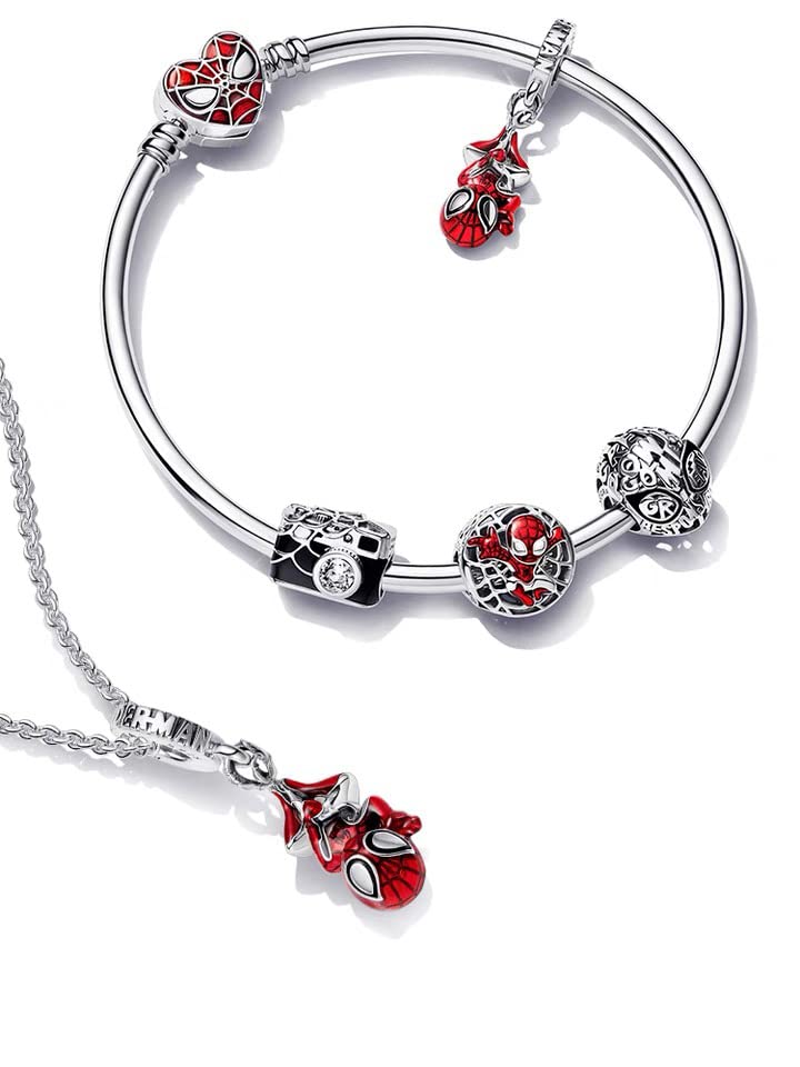 Feitery Men Charms for Bracelets and Necklaces Christmas Gifts Dangle Heart Bead with Cubic Zirconia Spacer 925 Sterling Silver (X)