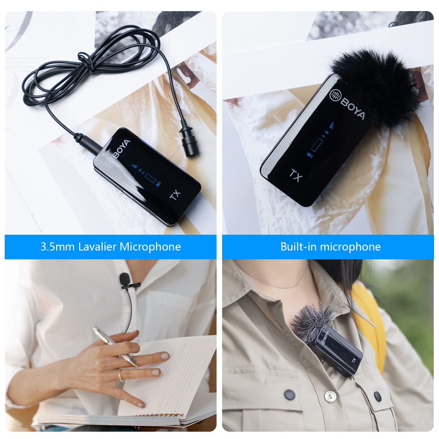 Dual Wireless microphone,BOYA BY-XM6 K2 With Charging Case Professional Lapel Mic with 1 Receiver and 2 Transmitters For Cameras Camcorders Smartphones Vlog YouTube TikTok Live Stream Video Recording