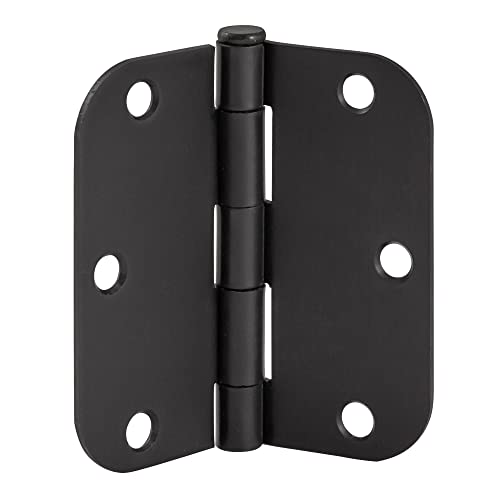 Door Hinges for Interior Doors 3-Pack 3-1/2-inch x 3-1/2-inch, Design House 5/8-inch Radius Steel Door Hinge Door Hardware, Matte Black, 188904
