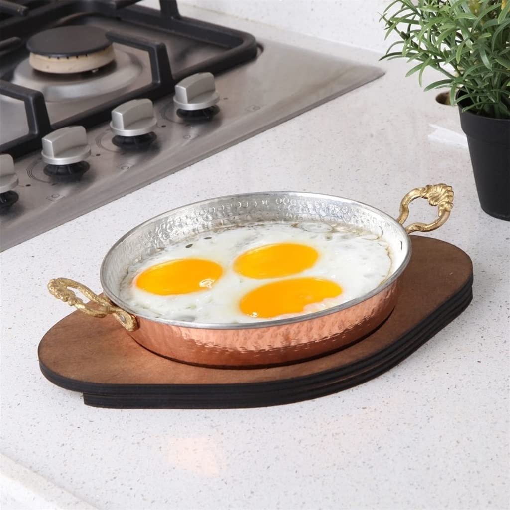 DHTDVD Cooking Egg Omelette Copper Skillet Traditional Turkish Frying Cook Turkey Fryer Pot Brass Handles (Color : White-Fruit peach5, Size : 14cm)