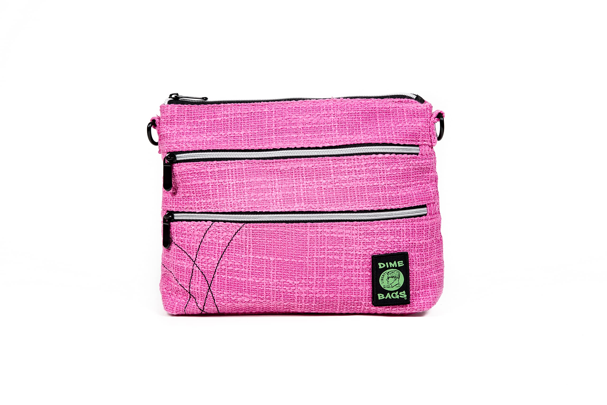 DIME BAGS - Day Tripper - Hemp Shoulder Bag, Crossbody and Clutch Purse, Custom Interior Lining by Ellie Paisley (Black)