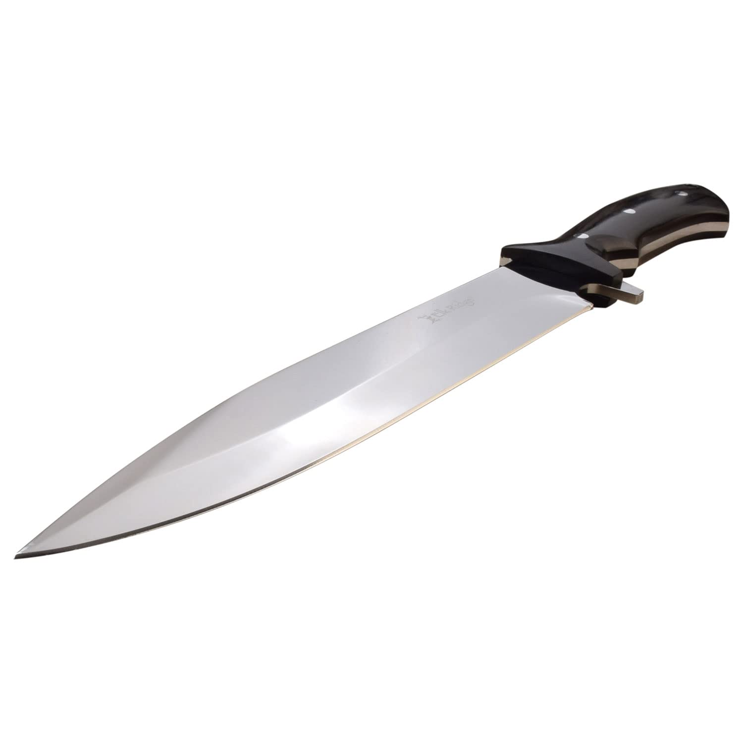 Elk Ridge - Outdoors Fixed Blade Knife - Mirror Polished Stainless Steel Blade, Polished Black Wood Handle, Full Tang, Includes Leather Sheath - Hunt, Camp, Survive - ER-200-25BK