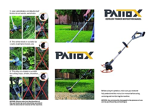 Weed Wacker Battery Powered, PATIOX Electric Grass Trimmer, Cordless Weed Whacker 3 in 1, 20V Weed Trimmer with Blade with One 2.5 Ah Battery Rechargeable