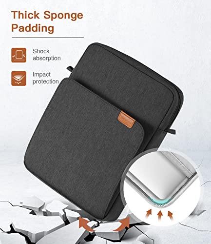 MoKo 13.3-14 Inch Laptop Sleeve Bag Fits MacBook Pro 13" M2 2022/Pro M1 Pro/M1 Max 14.2 2021, MacBook Air 13.6" M2 2022, Tab S8 Ultra 14.6", Handle Carrying Case with Shoulder Strap, Black & Gray