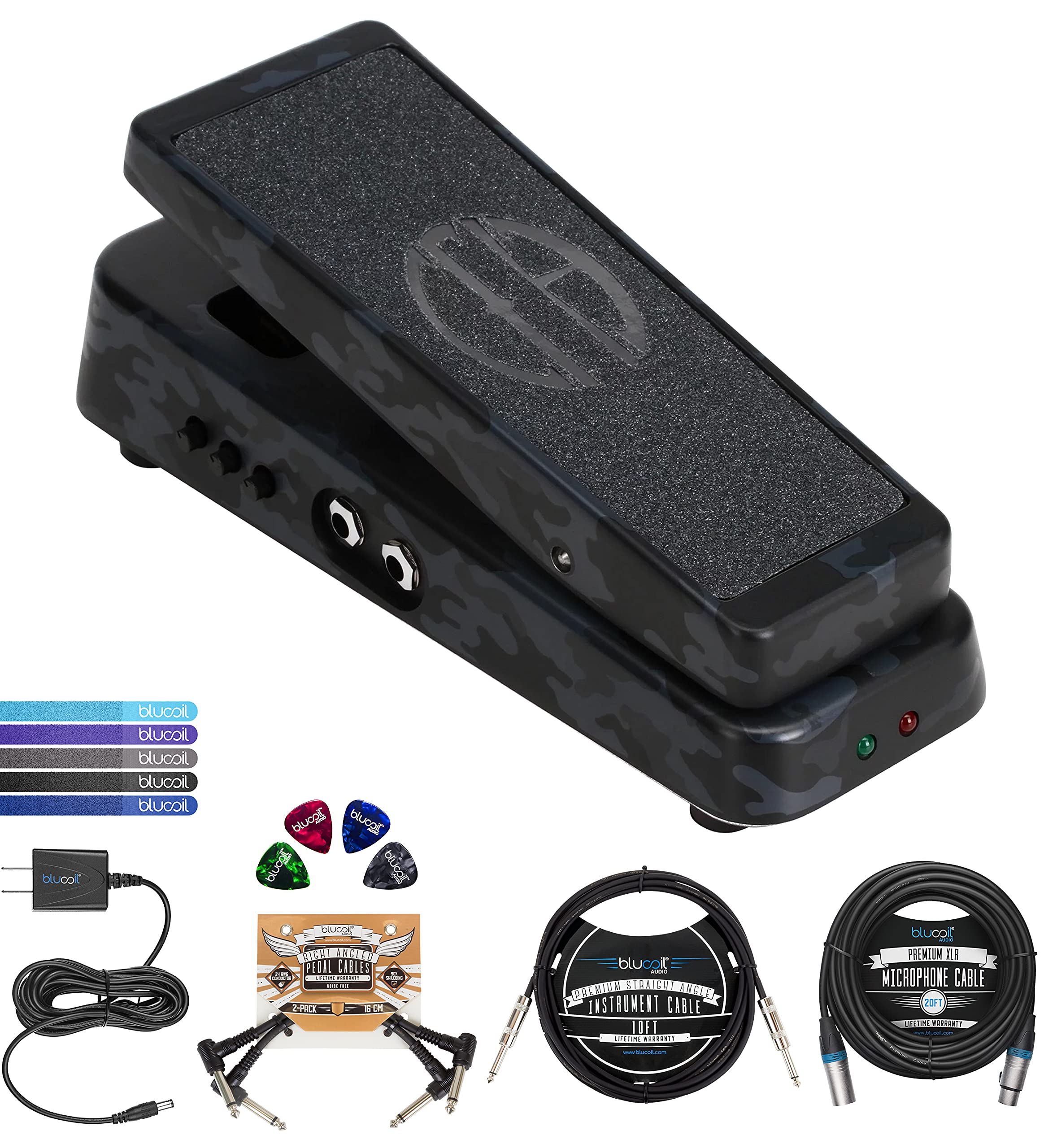 Dunlop Dimebag Cry Baby From Hell Guitar Wah Effects Pedal (DB01B) Bundle with Blucoil 4x Guitar Picks, 10' Instrument Cable (1/4"), 9V AC Adapter, 2x Patch Cables, 5x Cable Ties and 20' XLR Cable