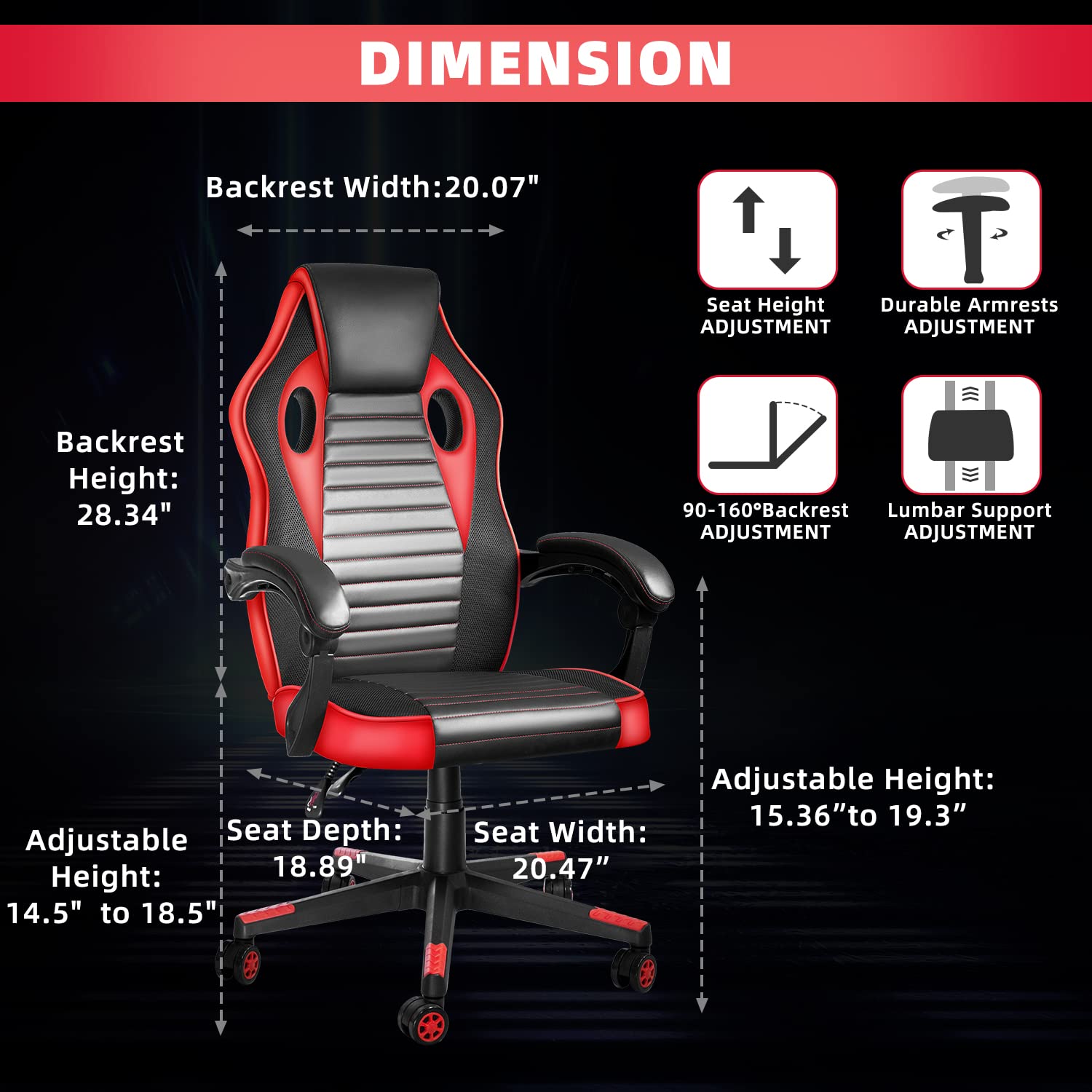 DualThunder Gaming Chairs, Home Office Desk Chairs Clearance, Comfortable Cheap Gaming Office Chairs, Computer Chairs Video Game Chairs, Gaming Chairs for Teens Gamer, Swivel Rolling Chairs, Red