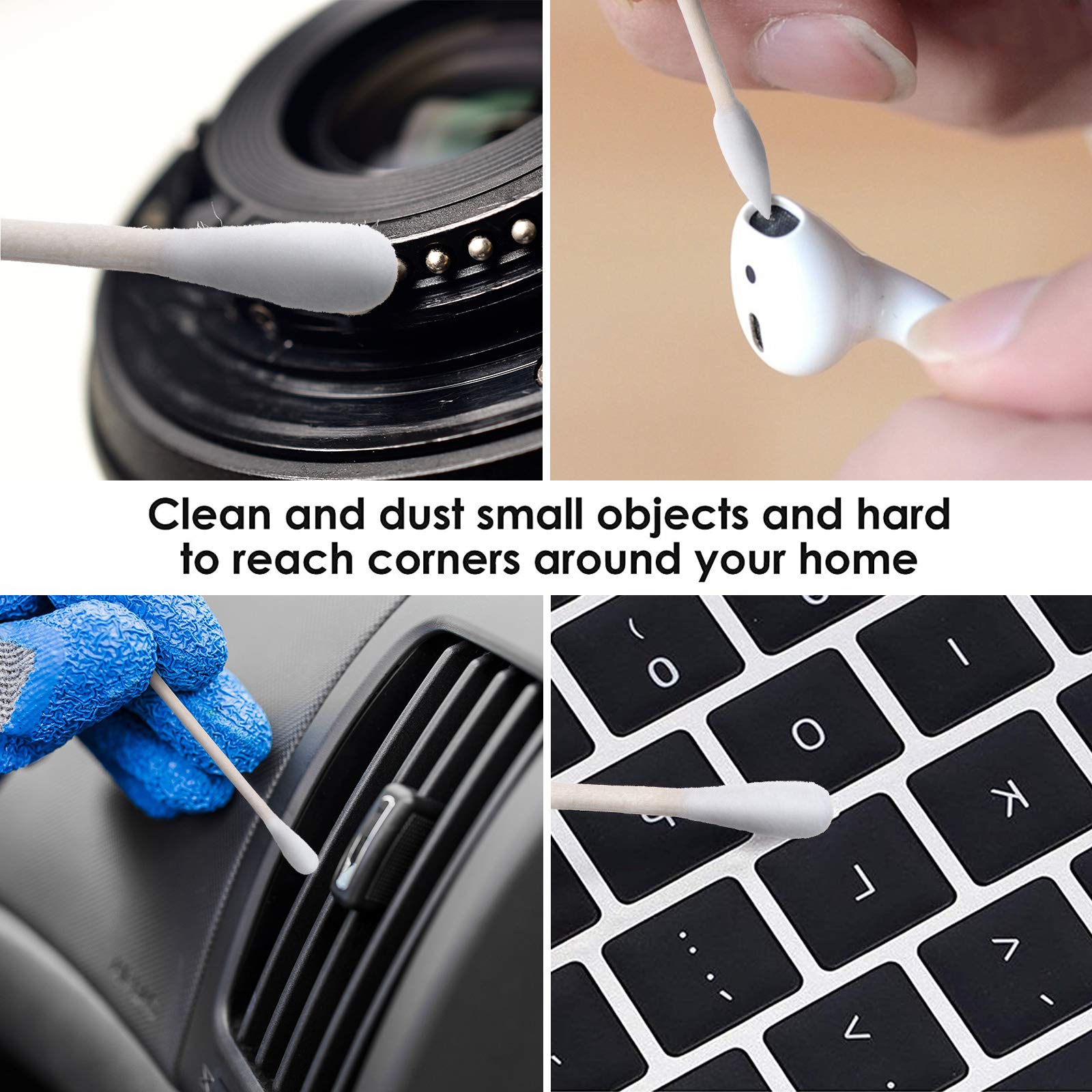 Cotton Swabs 500 Pieces with Wooden Handles Cotton Tip for Gun Cleaning Jewelry Ceramics Electronics in Storage Case