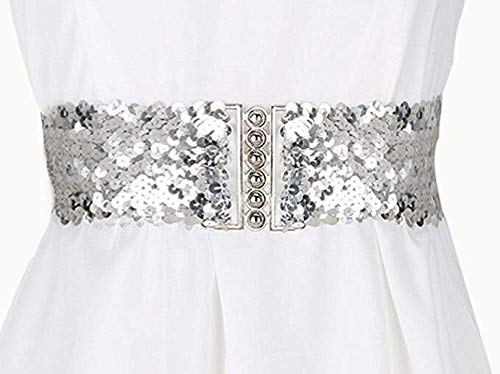 CRIZAN Womens Sequins Dance Dress Belly Chain Body Chain Jewelry (red gold silver)