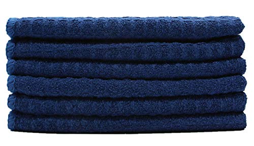 VeraSong Microfiber Kitchen Cleaning Cloth Thick Dish Rags Waffle Weave Washcloths Dish Cloths Ultra Absorbent Odor Free 12inch X 12inch 6 Pack Navy Blue