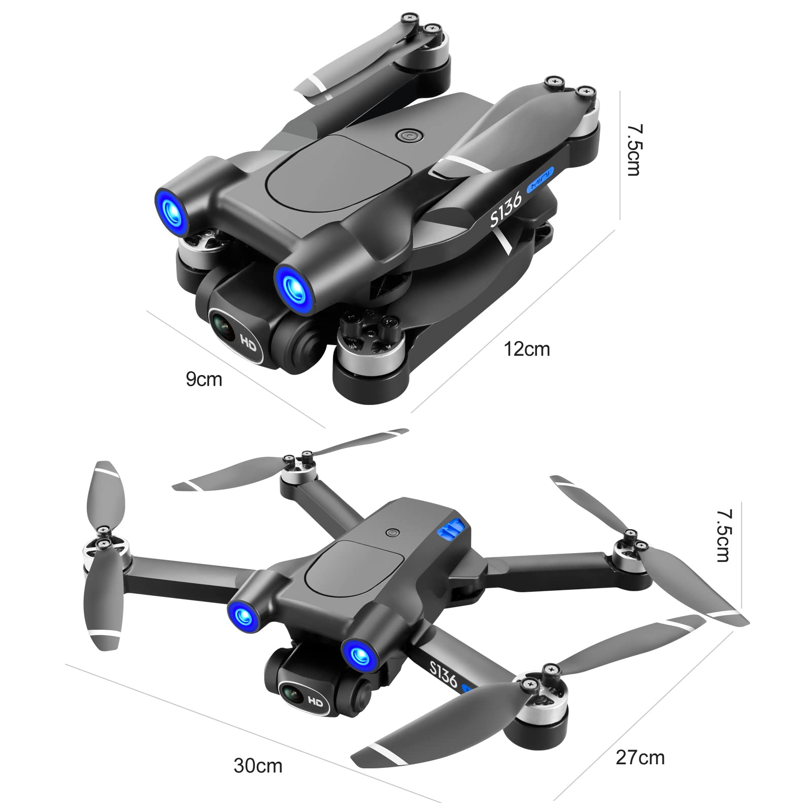 Cotwodfa GPS Drones with Camera for adults 4K, 60 minutes Long Flight Time, GPS 5G FPV Quadcopter for Beginners with Optical Flow Positioning,Brushless Motors, No obstacle avoidance, GPS Return Home, Follow Me, Include 3 batteries