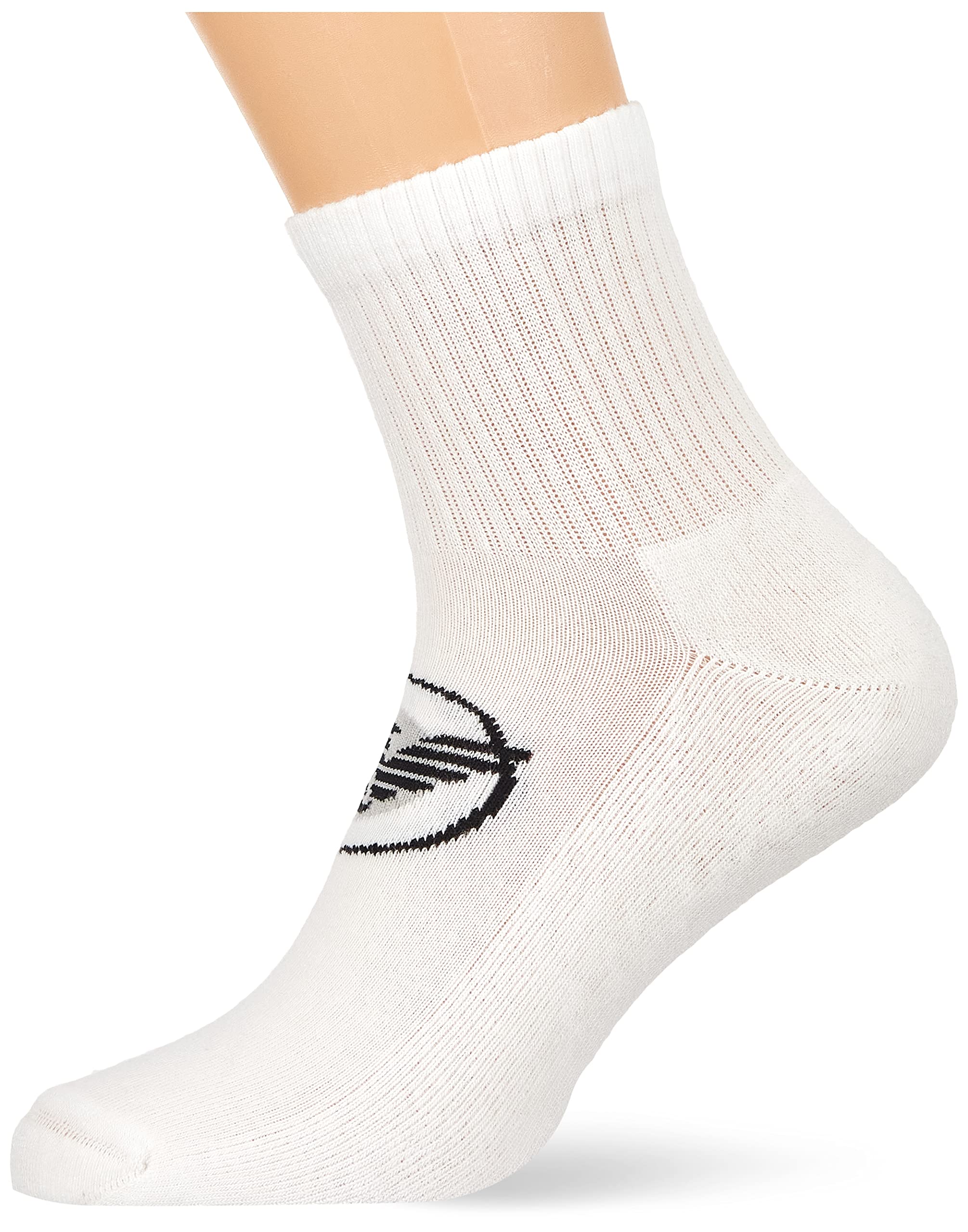 Emporio Armani Men's 2 Pack Eagle Circle Logo Casual Ankle Socks, Black/White, One Size