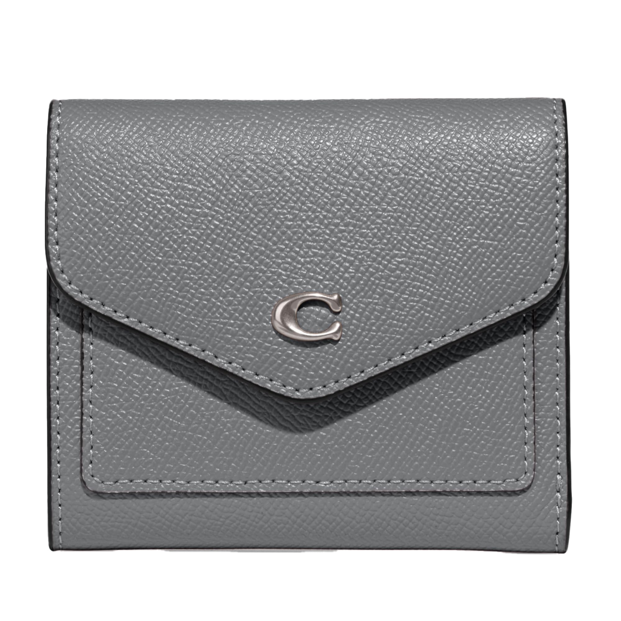 Coach Crossgrain Leather Wyn Small Wallet, Grey Blue