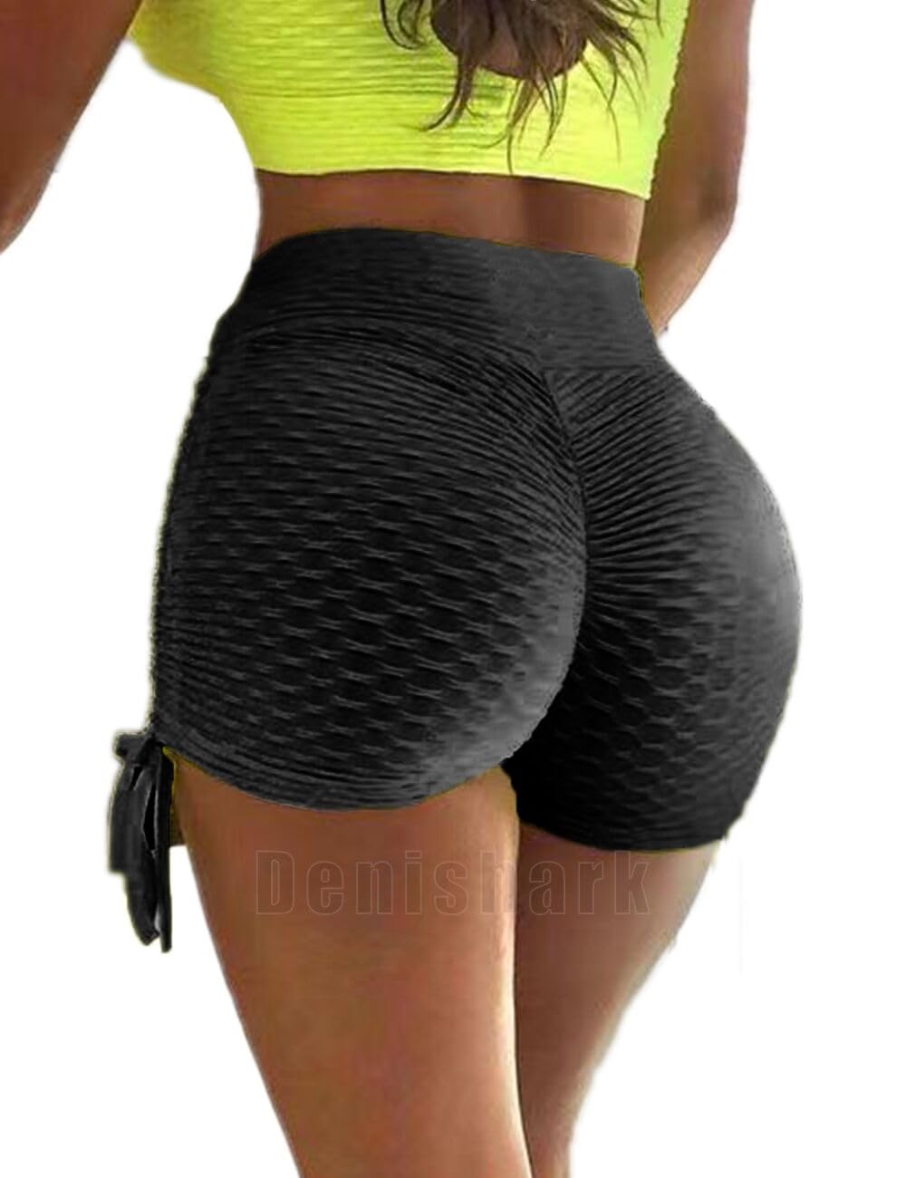 Denishark Sports Booty Shorts for Women High Waisted Bubble Textured Scrunch Butt Lifting Gym Workout Hot Pants