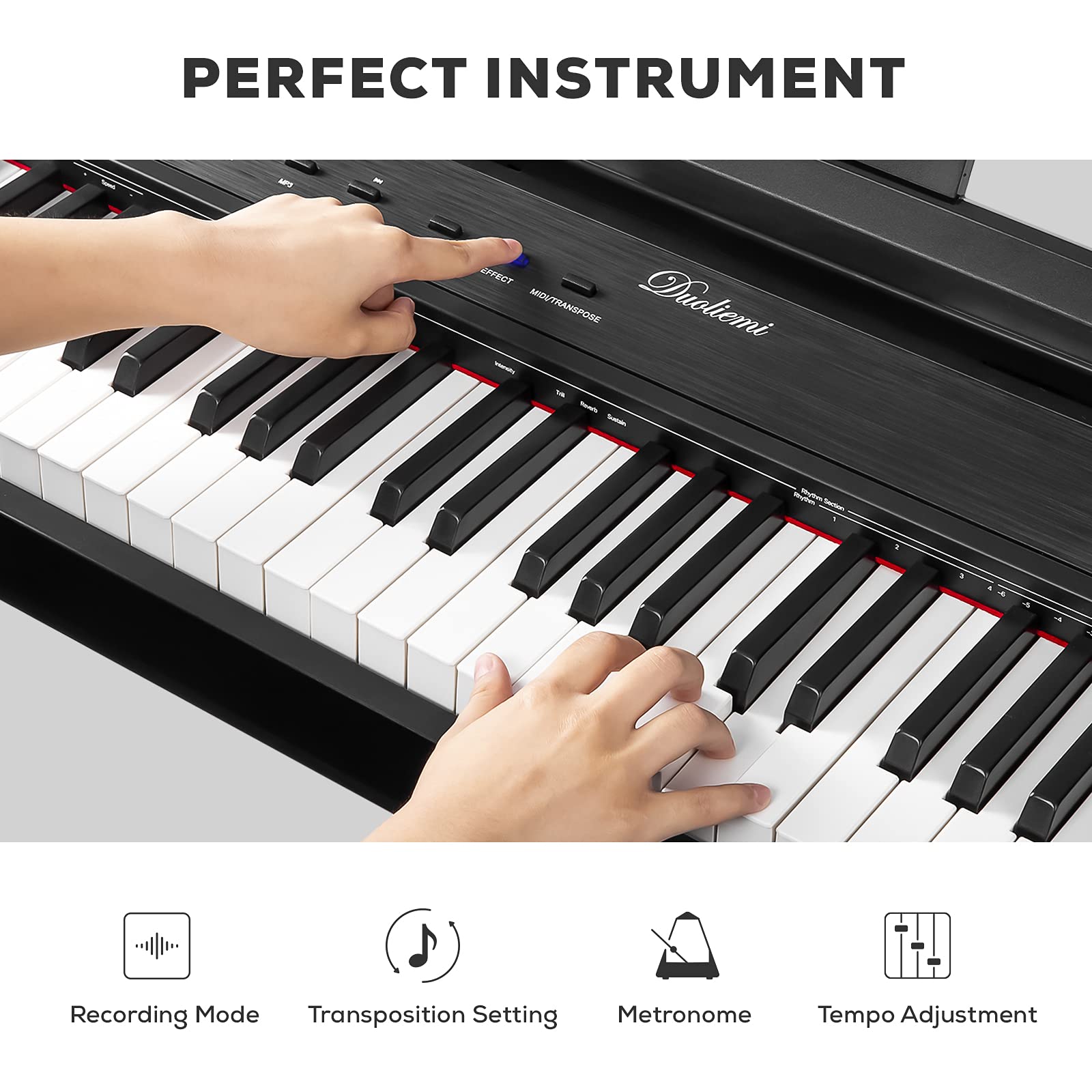 Duoliemi 88 Key Digital Piano for Beginner, 88 Key heavy hammer action Digital Piano, Full-Size Electric Piano Weighted Keyboard, Three pedals, Dual Headphone Jack, Power Adapter