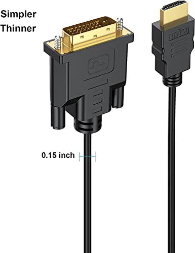 HDMI to DVI Cable 2 Pack, 5 Feet Bidirectional DVI-D to HDMI Cord Adapter 1080P Video High Speed Compatible for Computer, PC, Raspberry Pi, Roku, Xbox One, PS4 PS3, Graphics Card