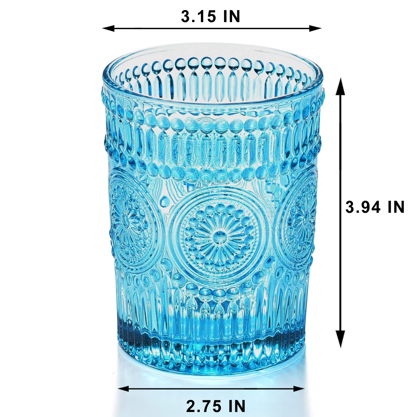 GLASS SMILE 6 Pack Romantic Water Glasses-10.5 OZ Purple Vintage Drinking Glasses Tumblers for Whisky, Beer, Juice, Beverages, Cocktail