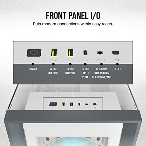 Corsair iCUE 5000X RGB Tempered Glass Mid-Tower ATX PC Smart Case - White