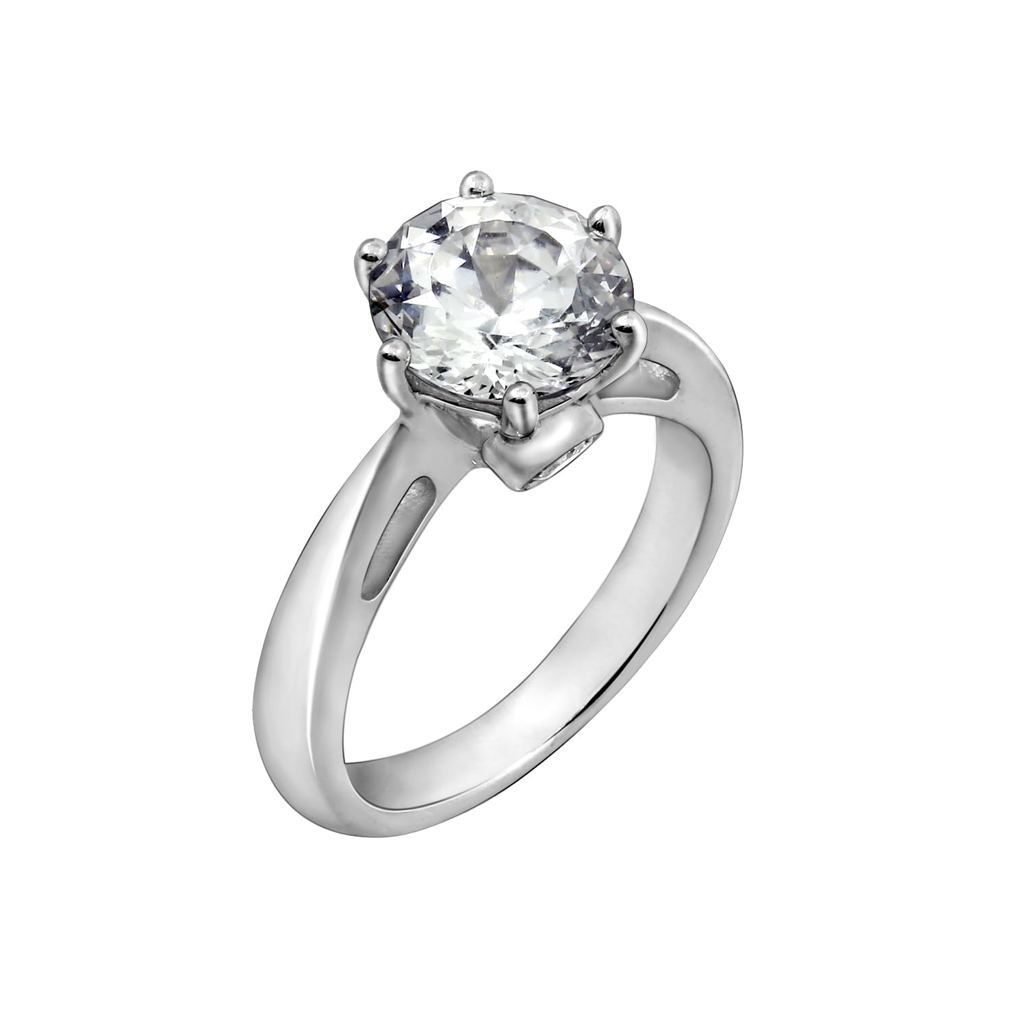 DIAMONBLISS Sterling Silver 100-Facet 2.10 ct tw Cubic Zirconia Ring (10)