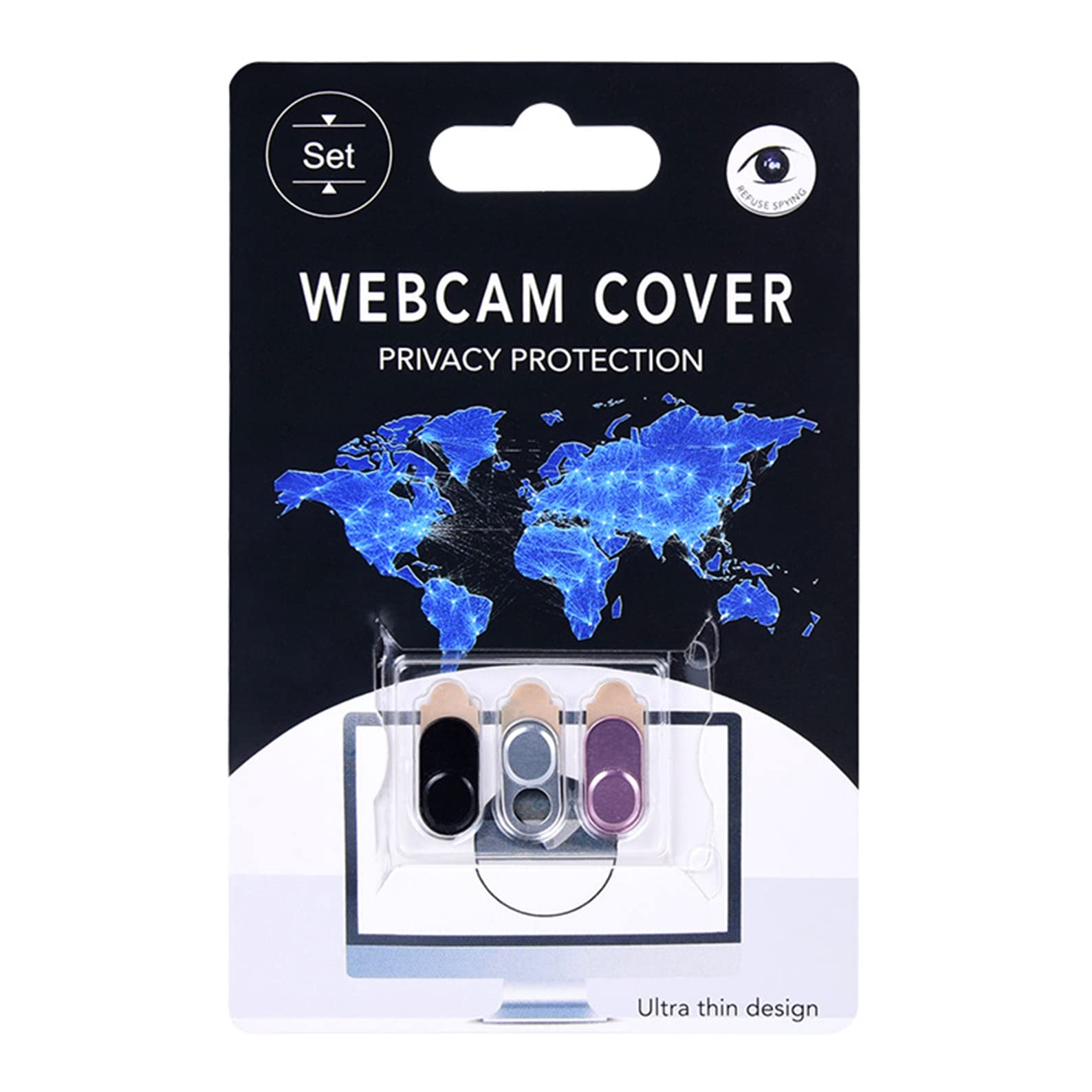 INT'L Flyer Webcam Cover Slide [3-Pack], 0.027 Inch Ultra-Thin Metal Material, Suitable for Laptops, Tablets and Mobile Phones, Refuse Spying, Privacy Protection