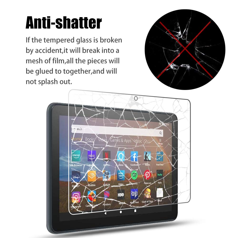 Durora [2 Pack] Fire HD 8 Plus/8 Kids Pro (2020/2021/2022 Release) Screen Protector, Tempered Glass Screen Protector with 2.5D 9H HD Clear Transparent Ultra thin Protective Film glass